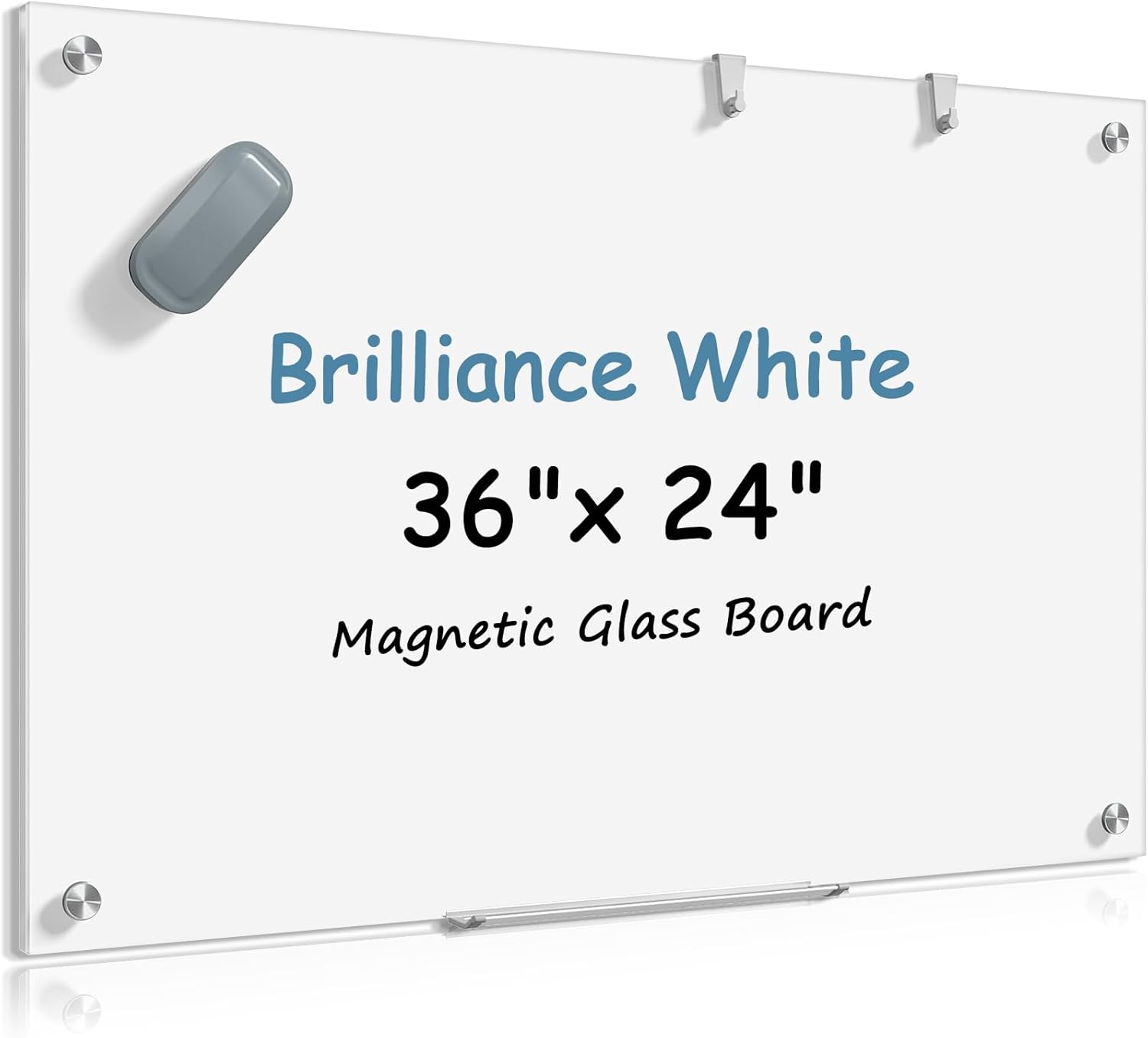 MaxGear Glass White Board 36x24 Inches Brilliance White Magnetic Dry E – Max Gear